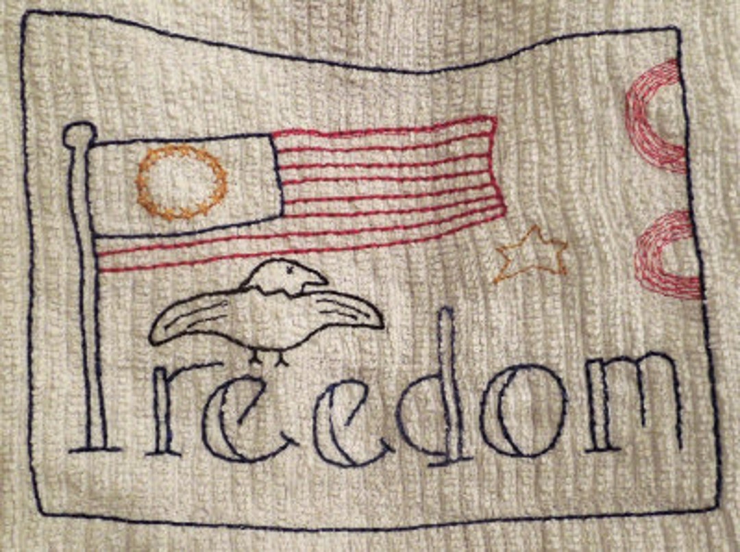 Freedom Flag USA Redwork Machine Embroidery Design, Embroidery Designs ...