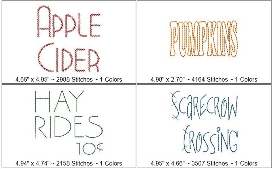 Autumn & Fall Wording Redwork - 8 Designs - 5x7 Hoop - Corn Maze ...