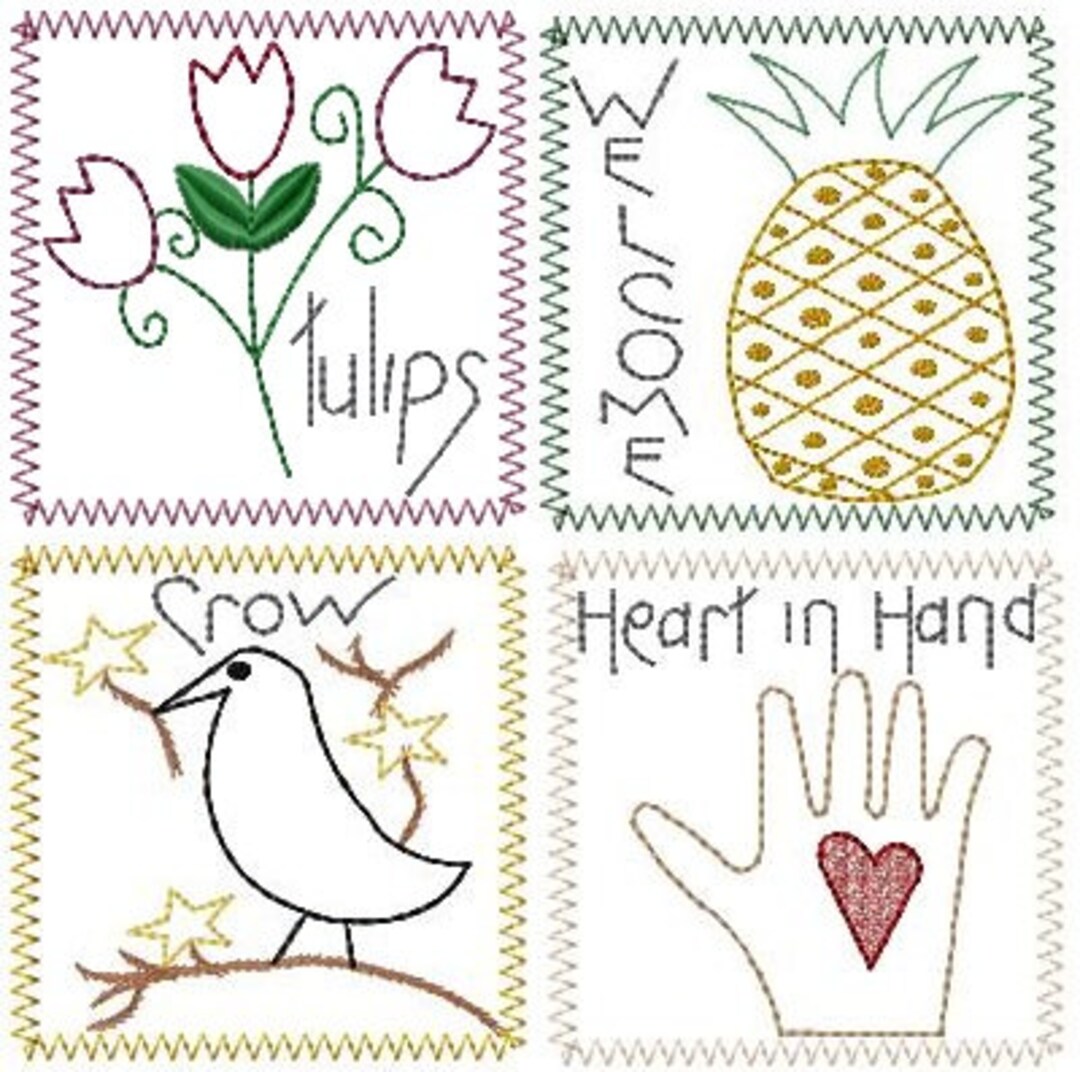 Primitive Redwork Machine Embroidery Design, Embroidery Designs ...