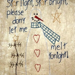Please Don't Let Me Melt Tonight Snowman Primitive Sampler Redwork ...