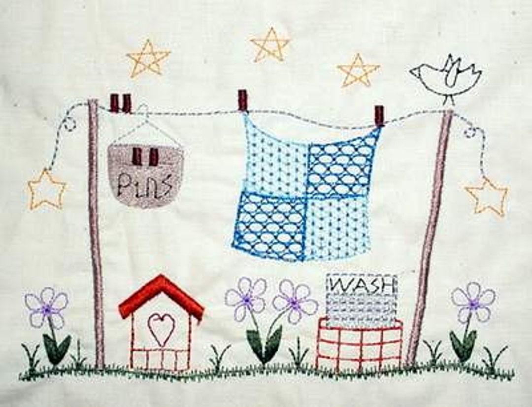 Wash Day Laundry Line Machine Embroidery Design Sampler 5x7 - Etsy