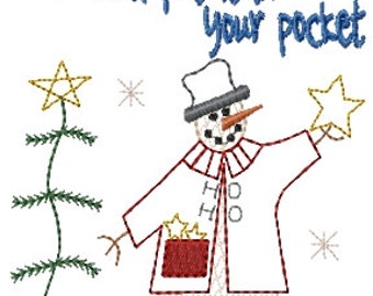 Primitive Machine Embroidery Design-star Snowmanversion - Etsy