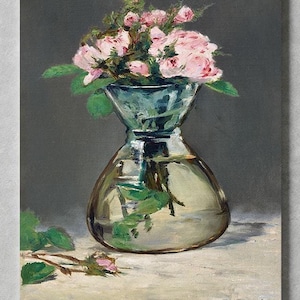 Edouard Manet Canvas Wall Art: Moss Roses in a Vase (1882), Giclee Fine ...