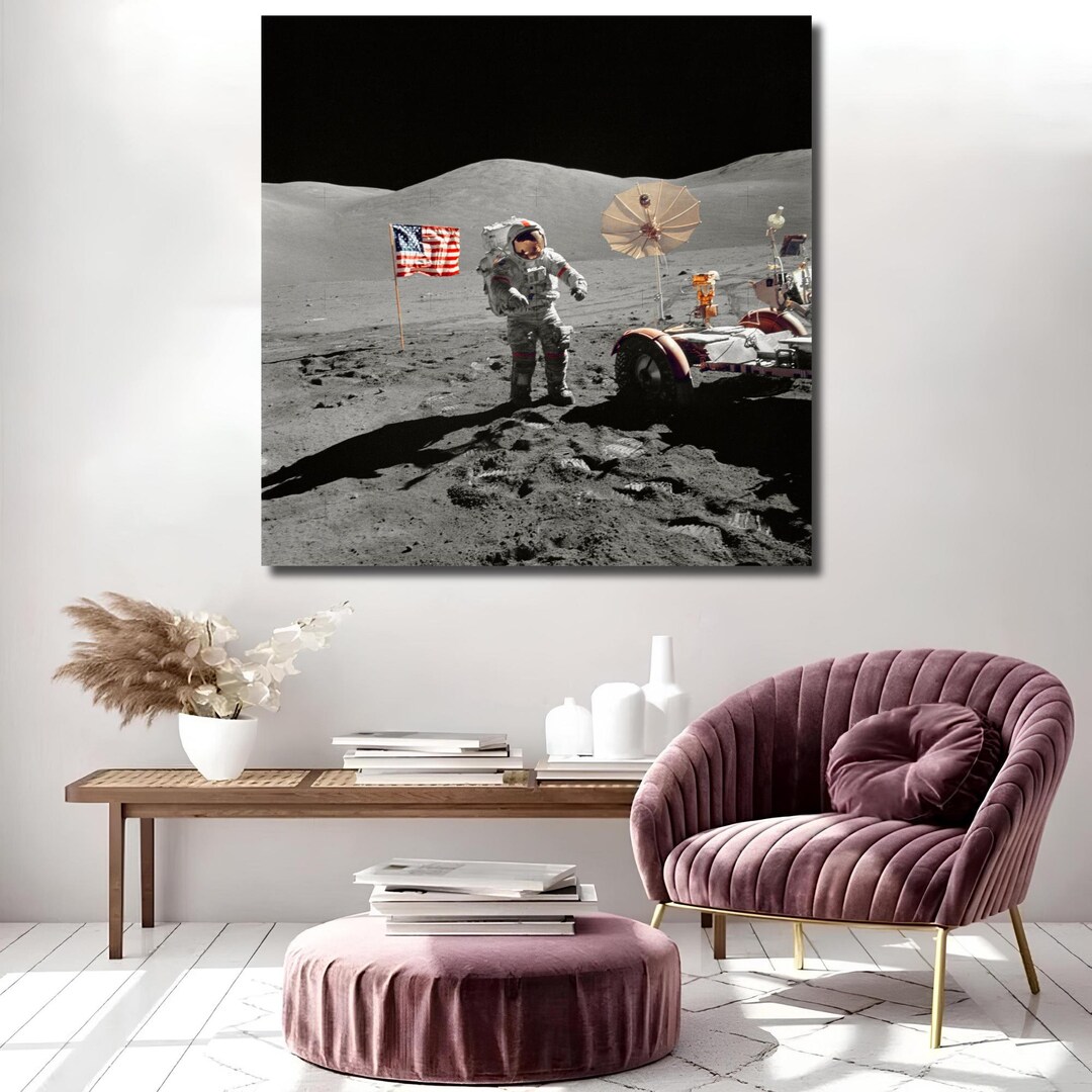NASA Apollo 17 Canvas Art : Astronaut Eugene A. Cernan, Last Astronaut on the Moon, 1972 Space ...
