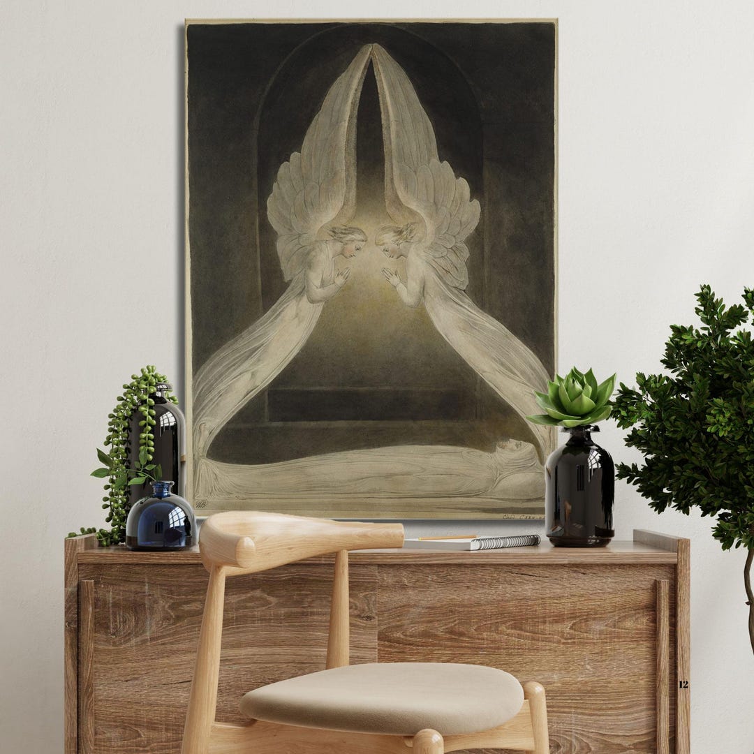 William Blake Canvas Print: Christ in the Sepulchre, Guarded by Angels ...