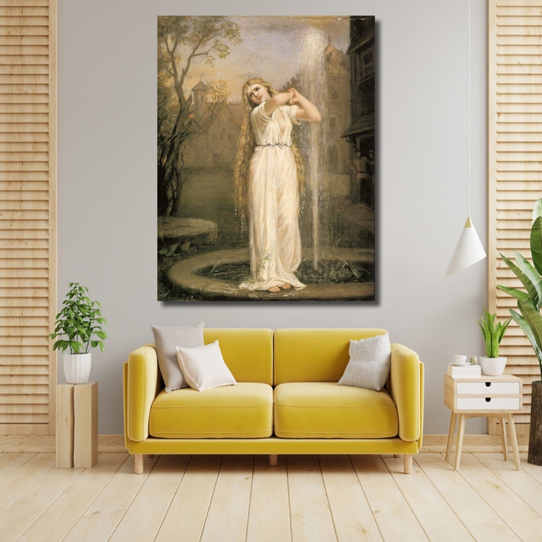 John William Waterhouse - Undine (1887) - Woman in White, Long Blonde ...