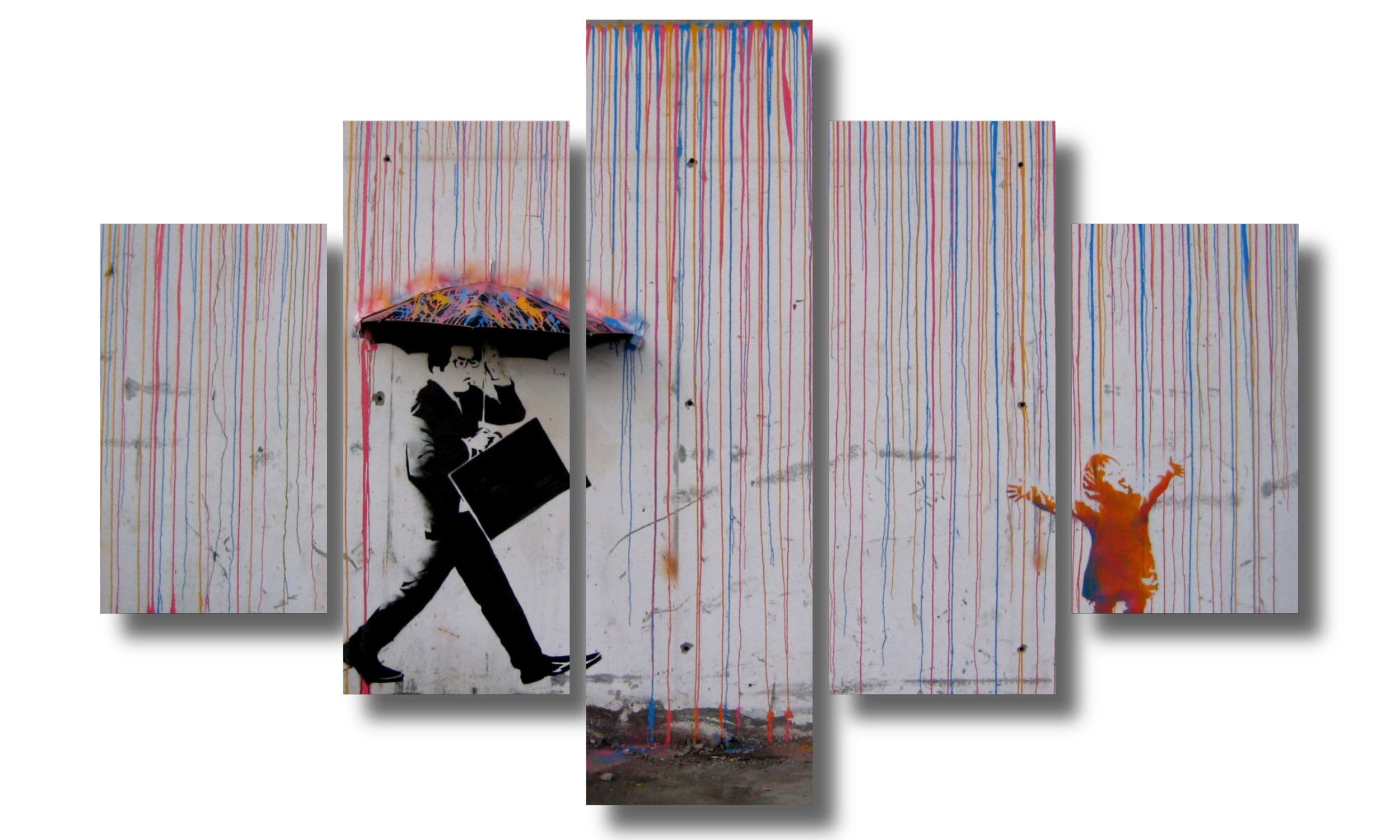 Banksy Color Rain Canvas, Banksy Style, Under the Rain Banksy, Banksy ...