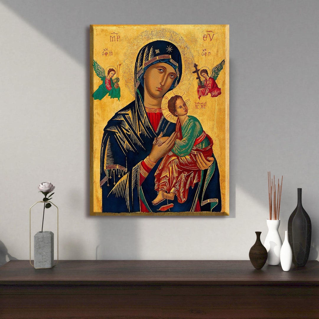 Jesus Mary and Angels Canvas Art, S. Maria De Perpetuo Succursu Print ...