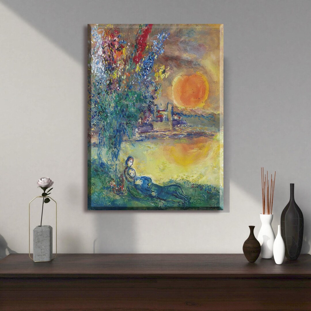 Red Moon at Antibes by Marc Chagall, Chagall Canvas Wall Art,panel Home ...