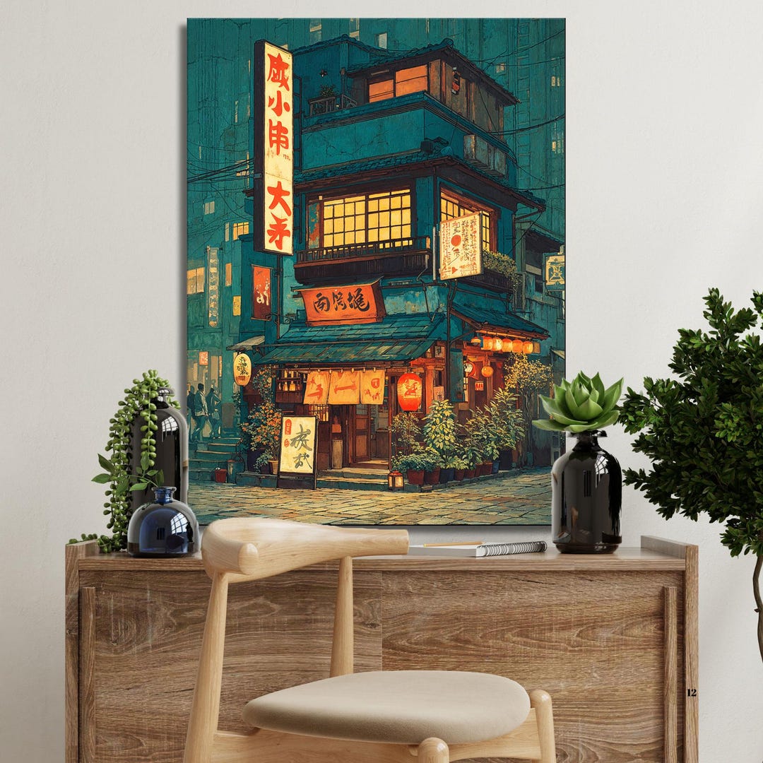 Japanese Anime Ramen Shop Ukiyo-e Framed Canvas Art - Etsy