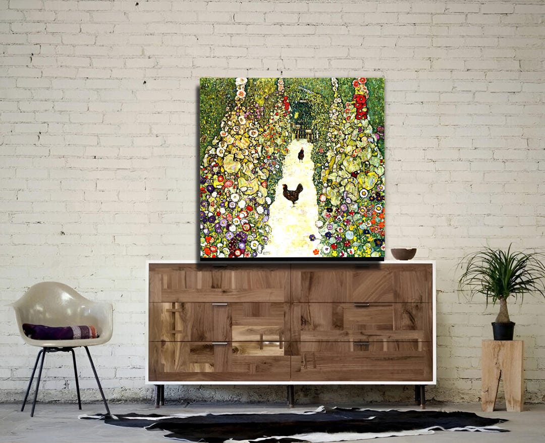 Gustav Klimt Print: Garden Path With Chickens, Art Nouveau Canvas - Etsy