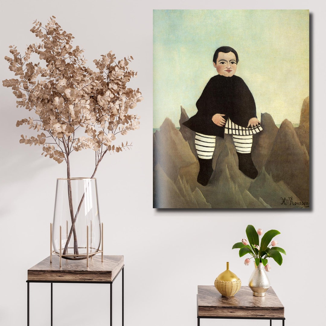 Henri Rousseau - Boy on the Rocks 1897 Canvas Wall Art, Famous Artist ...