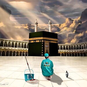 Kaaba Mosque Architecture Sunset Painting Islamic Art,islamic Wall Art ...