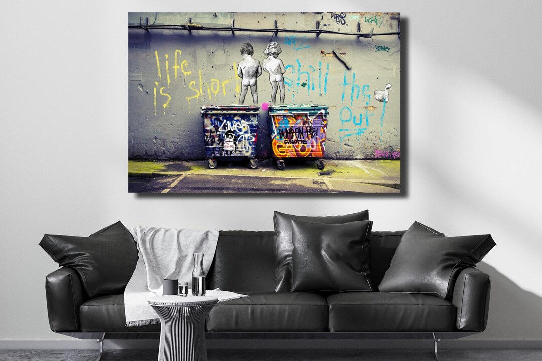 Banksy Life is Short, Banksy Canvas, Banksy Two Boys, Wall Art Canvas ...