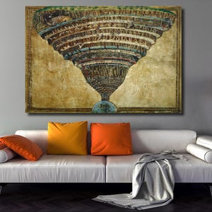 Botticelli - Map of Hell, Dante's Divine Comedy Canvas Art, Vintage ...