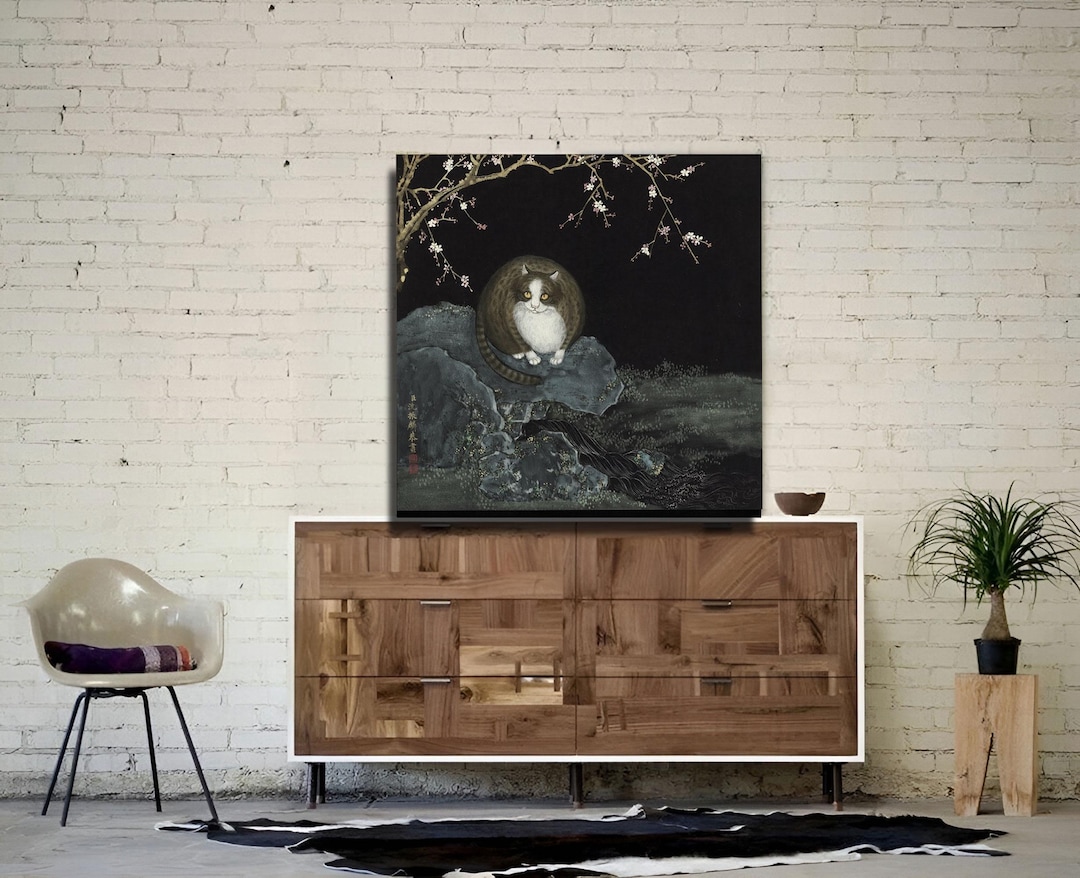 Shen Zhenlin (沈振麟) - Cats and Butterflies of Longevity (c. 1850) Canvas Wall Art, Home Decor Art ...