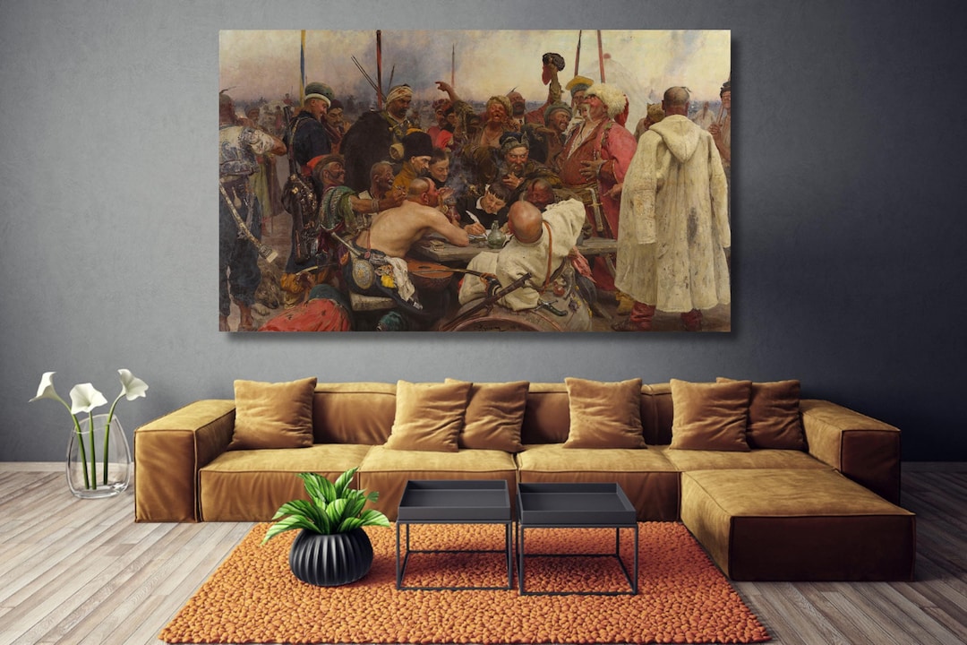 Ilya Repin Canvas Wall Art: the Zaporozhian Cossacks Replying to the ...