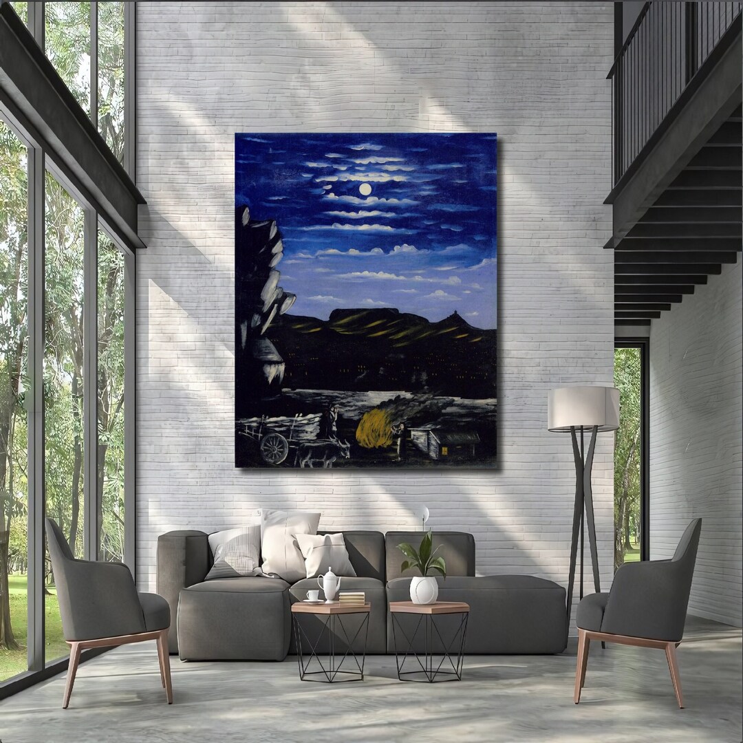 Niko Pirosmani Canvas Wall Art: Arsenali Mountain at Night Poster ...
