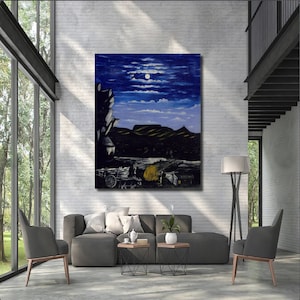 Niko Pirosmani Canvas Wall Art: Arsenali Mountain at Night Poster ...