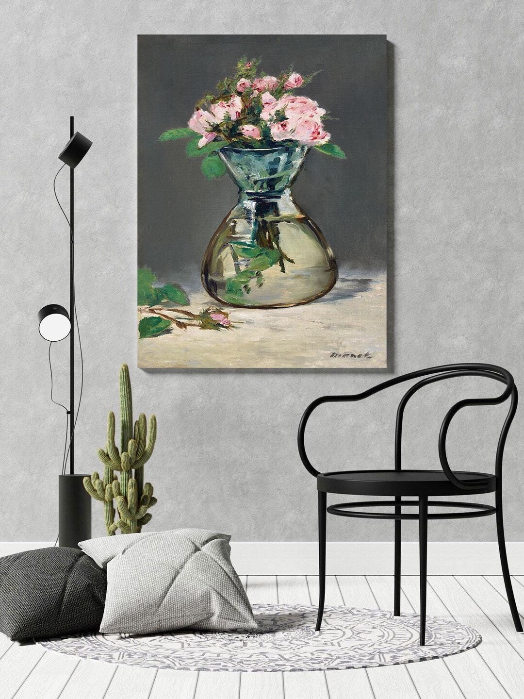 Edouard Manet Canvas Wall Art: Moss Roses in a Vase (1882), Giclee Fine ...