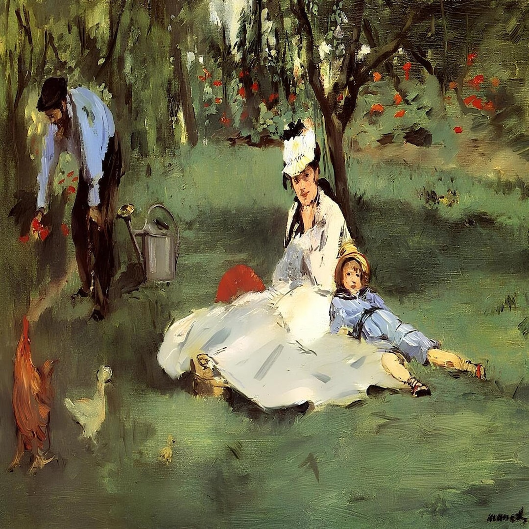 Claude Monet the Monet Family in Their Garden at Argenteuil Giclee ...