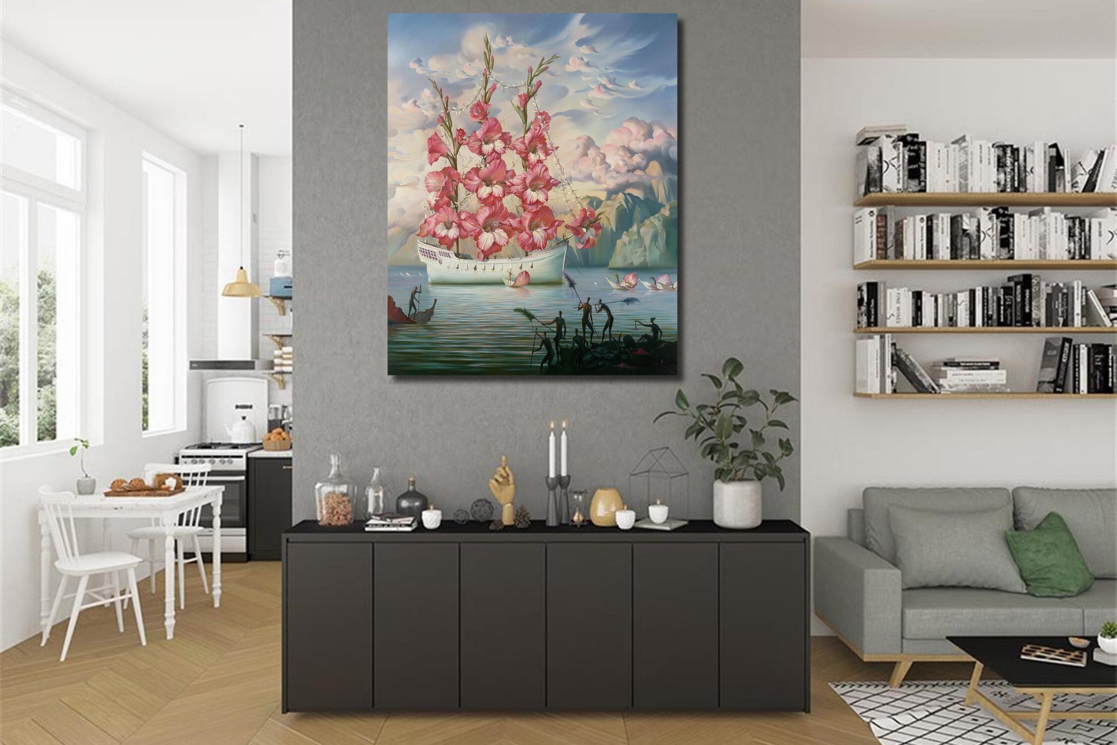 Vladimir Kush Departure of the Winged Ship Canvas Wall Art, Vintage ...