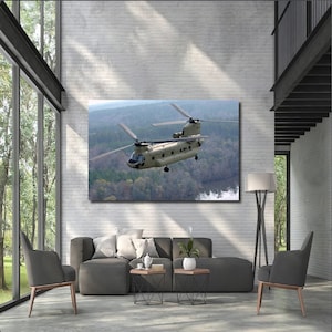 Chinook Military Helicopter Carrier Canvas Wall Art Design/poster or ...