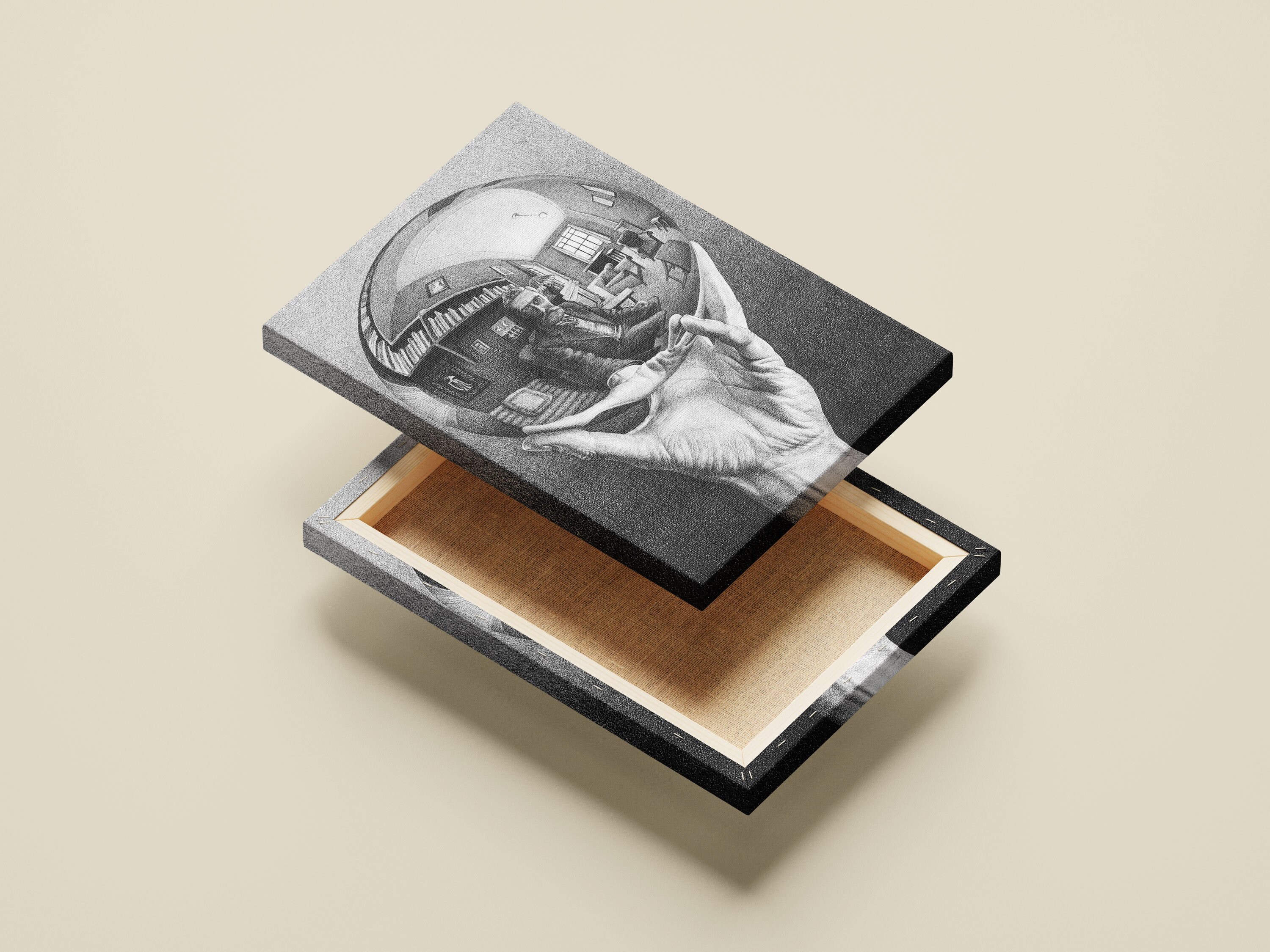 Escher Hand With Reflecting Sphere Canvas Art Print - Etsy