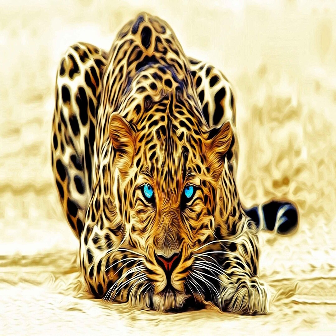 Beautiful Leopard W Blue Eyes Canvas Wall Art Design / POSTER or CANVAS ...