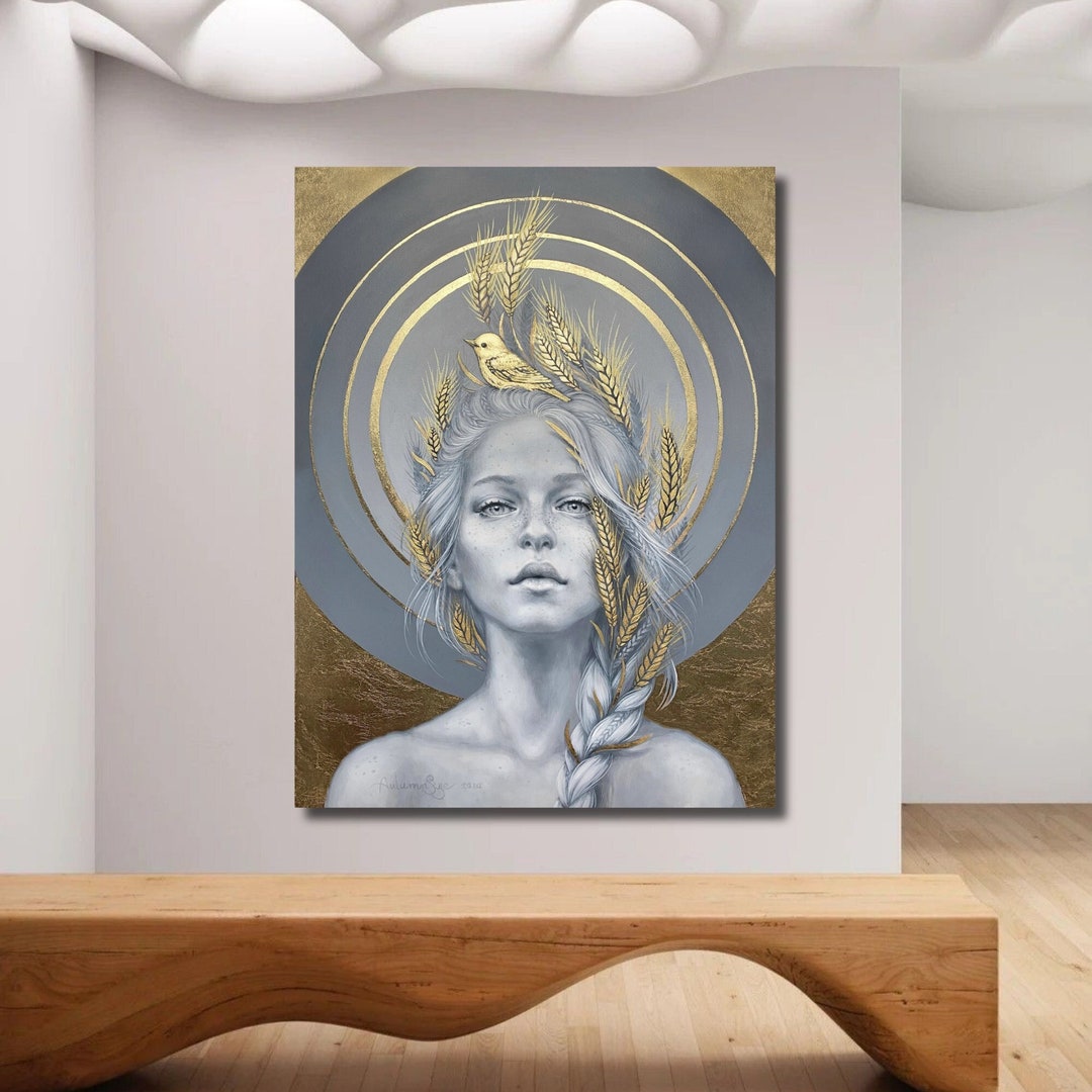 Gold Girl Metallic Canvas Poster, Gold Girl Canvas Wall Art, Hat's Girl ...