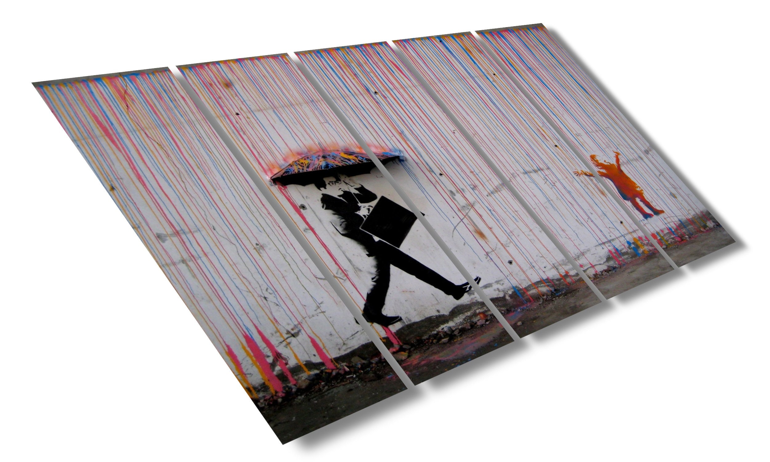 Banksy Color Rain Canvas, Banksy Style, Under the Rain Banksy, Banksy ...