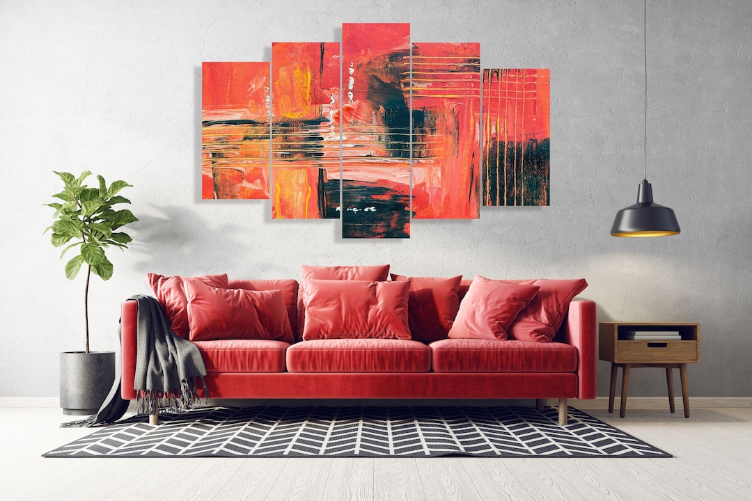 Red Abstract Artwork, Aesthetic Print, Modern Abstract Canvas, Fine Art ...