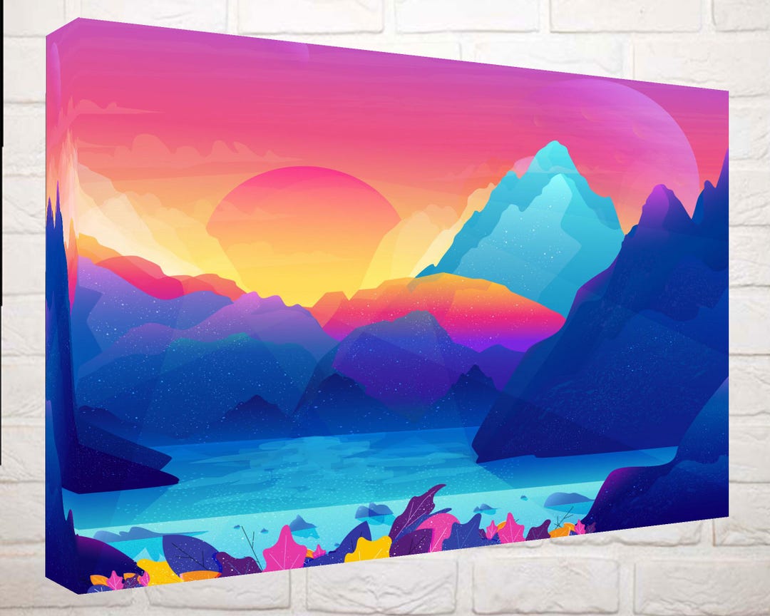 Sunset in a Colorful Mountain Canvas Wall Art Design/poster or CANVAS ...