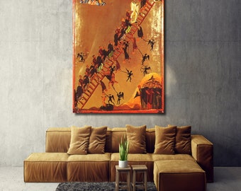 The Ladder of Divine Ascent, Handmade Greek Orthodox Icon, Byzantine ...