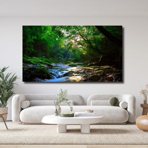 Forest Tree and a River on a Sunny Day Canvas Wall Art Design/poster or ...