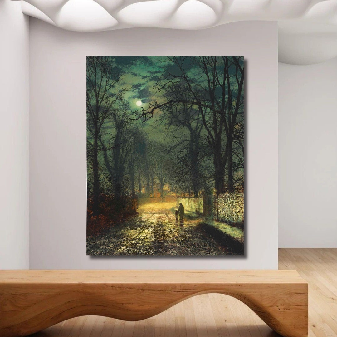John Atkinson Grimshaw, John Atkinson Grimshaw Painting, A Moonlit Lane ...