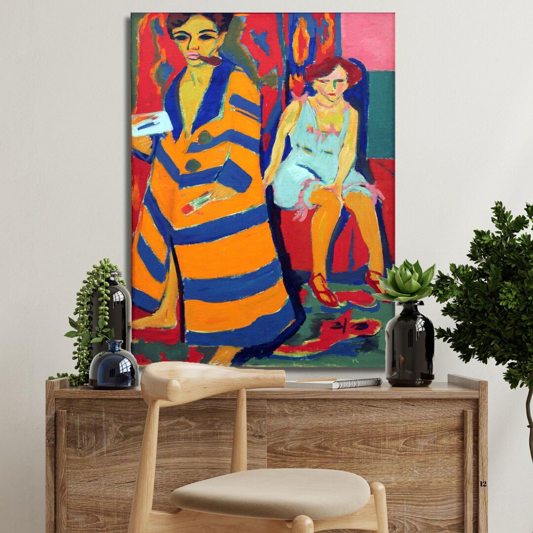 Kirchner Self-portrait With Model Canvas Print, Expressionist Art - Etsy