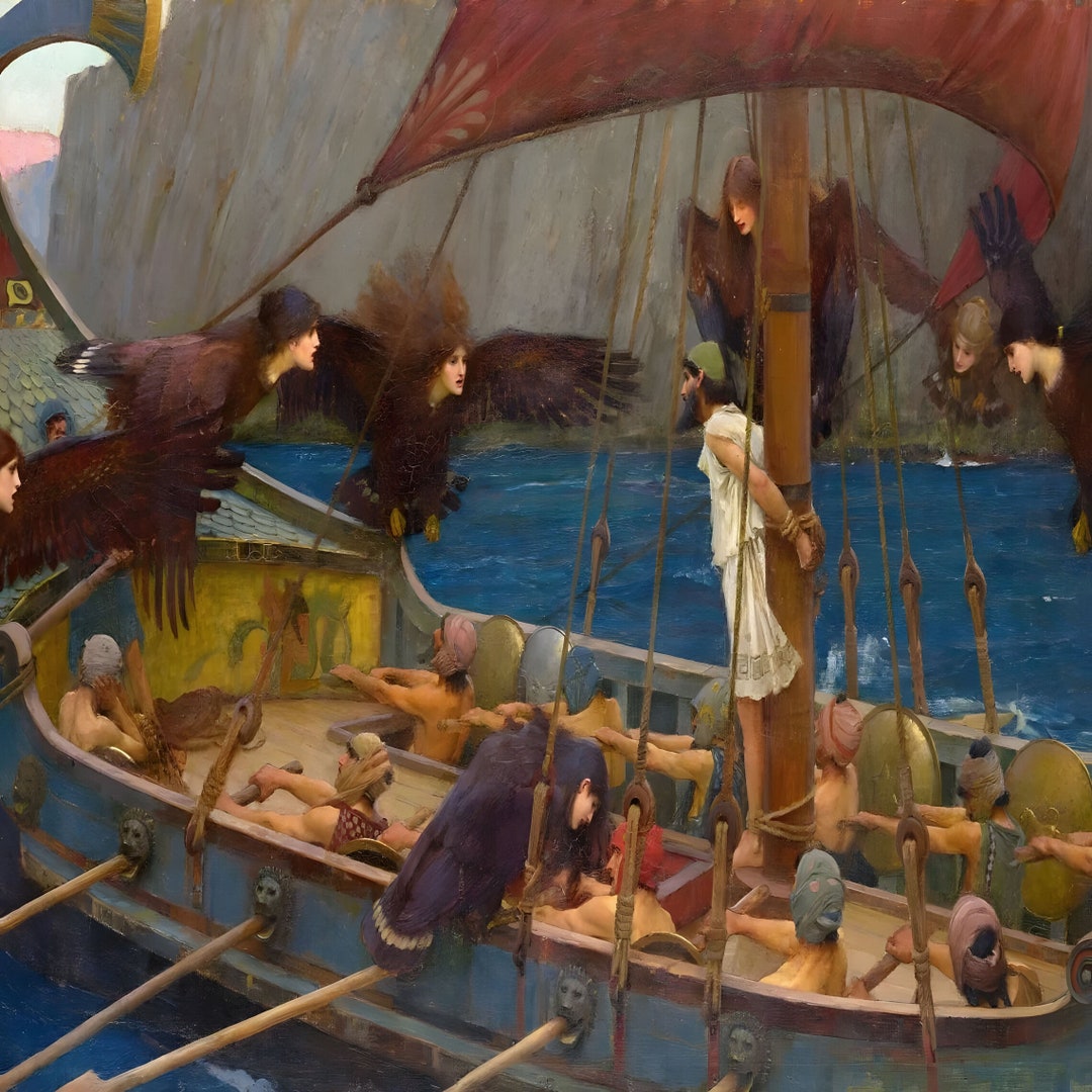 Odysseus and the Sirens by John William Waterhouse Canvas Wall Art ...