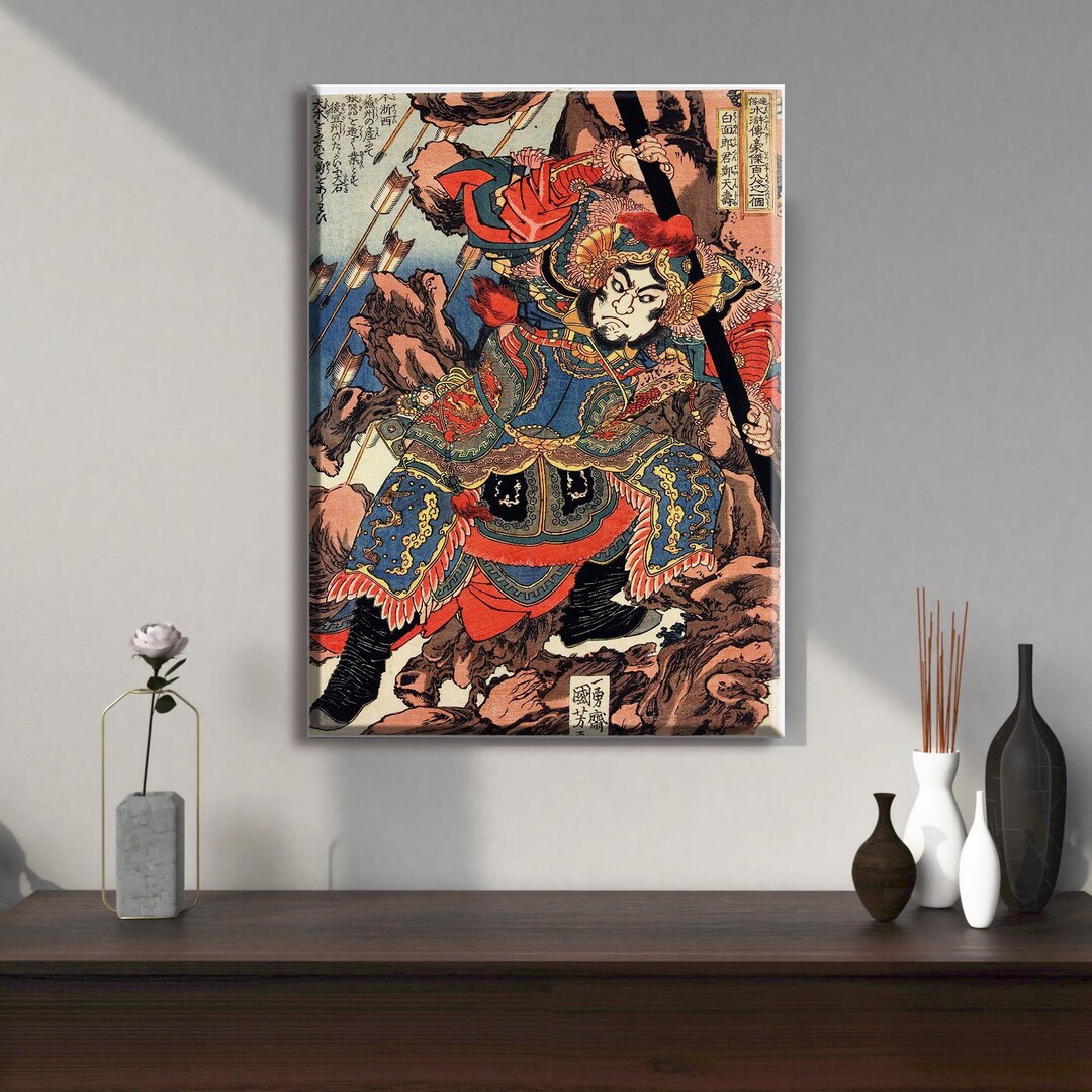Utagawa Kuniyoshi Framed Canvas Panel | Zheng Tianshou | 108 Heroes of ...