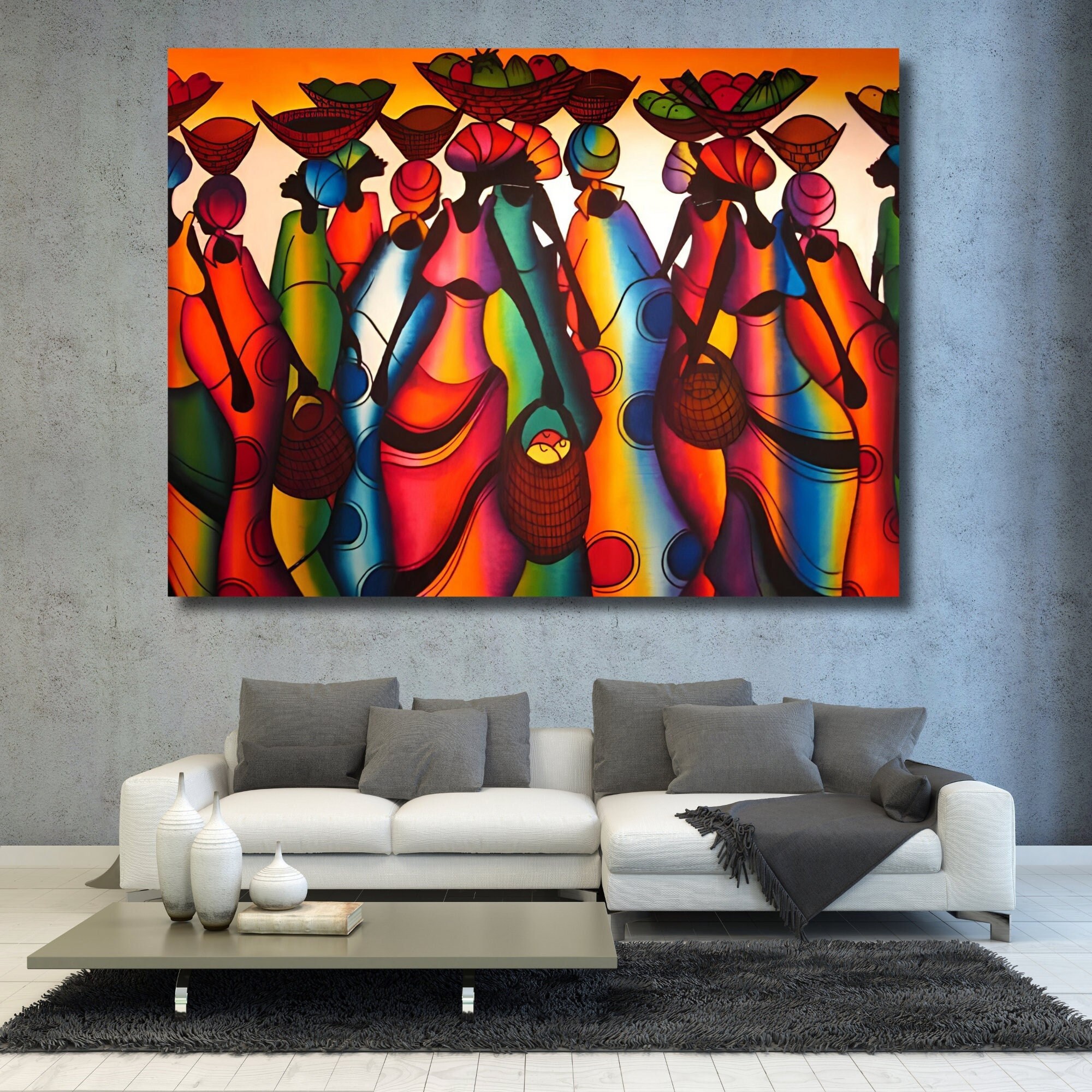 African Art Canvas, African Woman Colorful Abstract Art Poster/poster ...