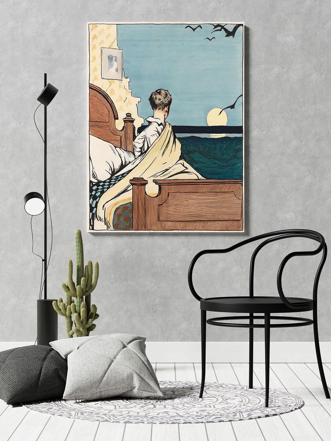 Edward Hopper Canvas Print: Boy and Moon, Classic American Art - Etsy