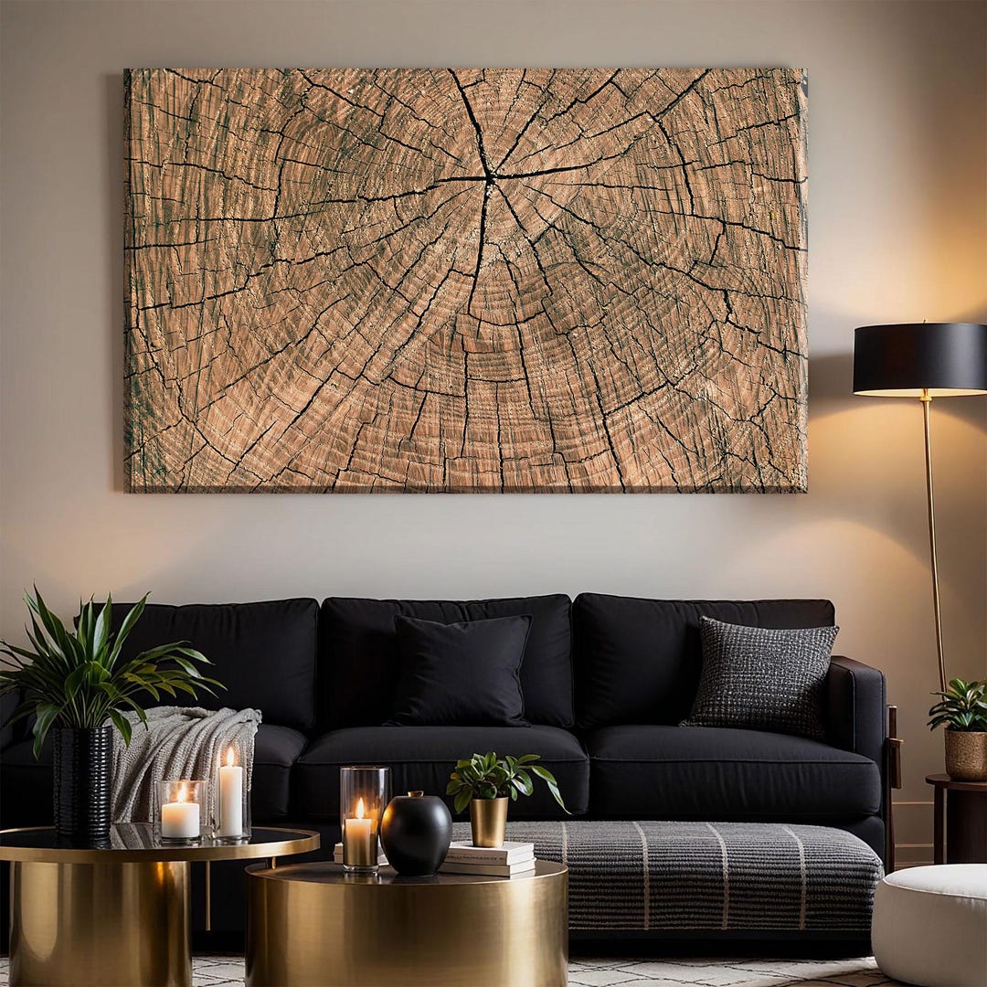 Wood Texture Wall Decor, Tree Ring Canvas, Wood Crack Abstract Canvas ...
