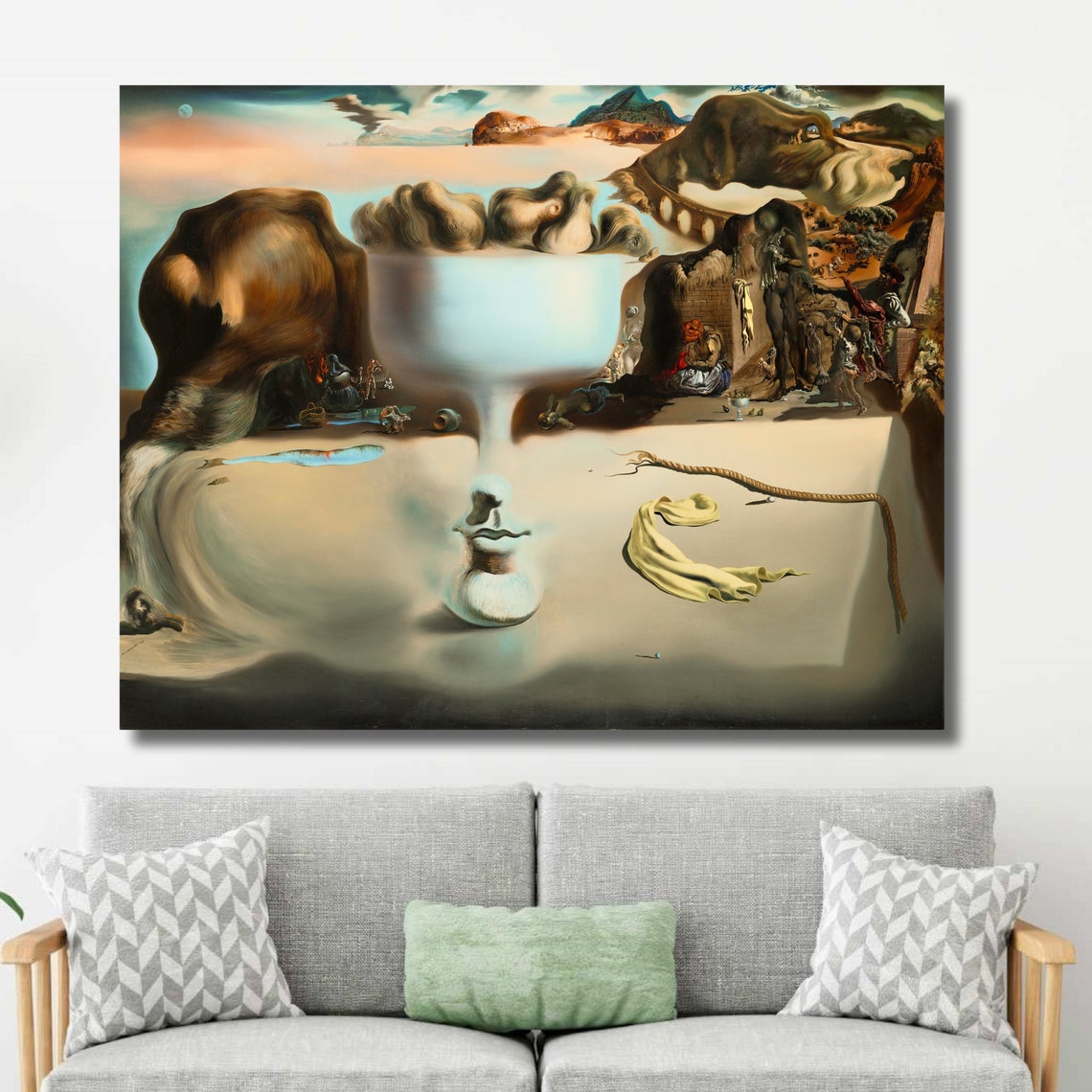 Salvador Dali Apparition of Face and Fruit Dish on a Beach Canvas Wall ...