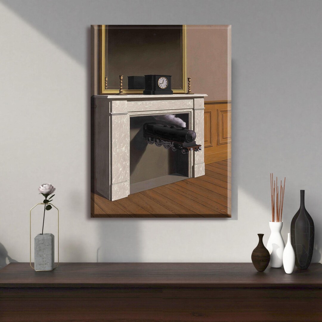 René Magritte's Time Transfixed Canvas Wall Art, Surrealism at Its Best ...