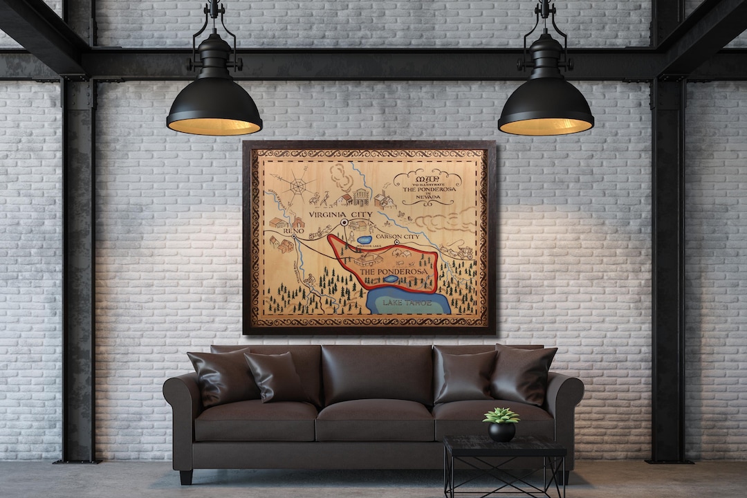 Ponderosa Map Print: Bonanza Ranch, Nevada - Farmhouse Canvas Art - Etsy