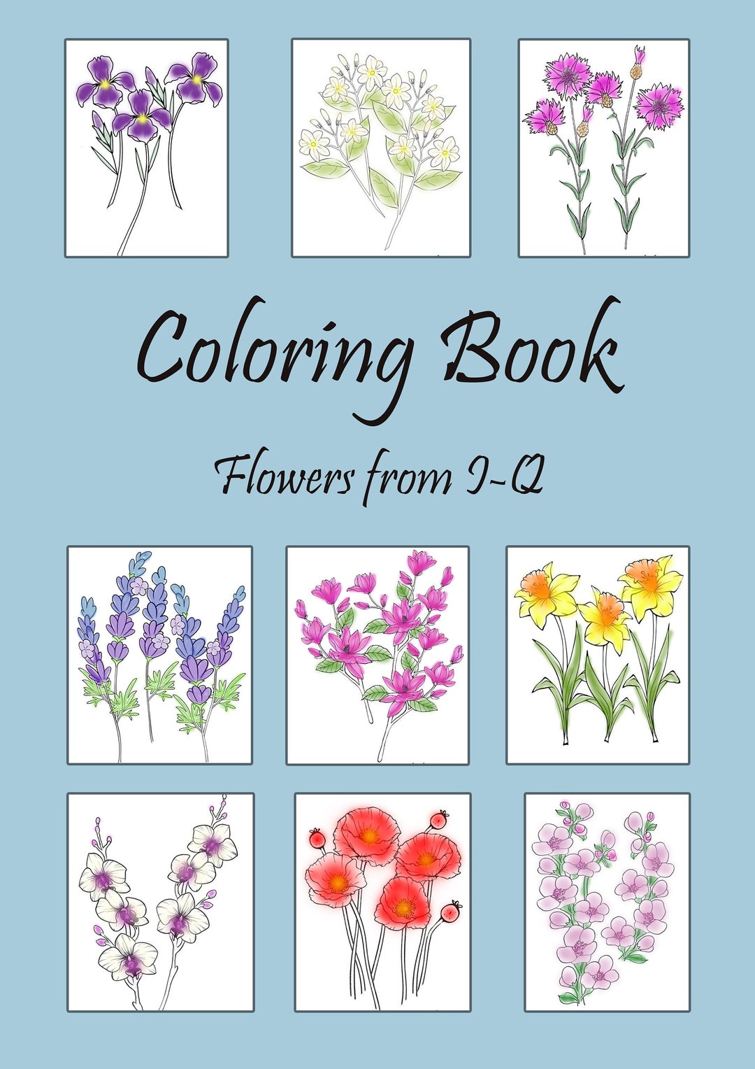Coloring Book Flowers From I Q - Etsy
