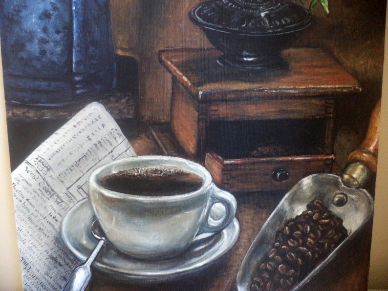 Morning Coffee and Newspaper Still Life Original Painting - Etsy