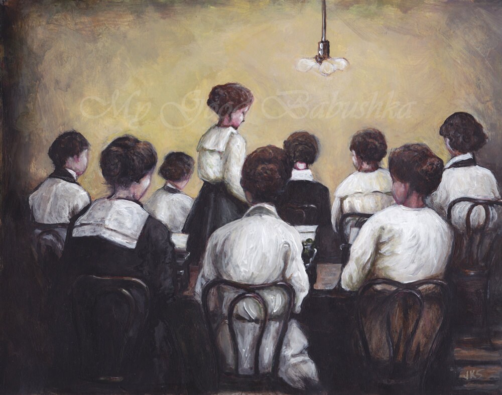 Typing Class Original Painting Group Portrait Women | Etsy