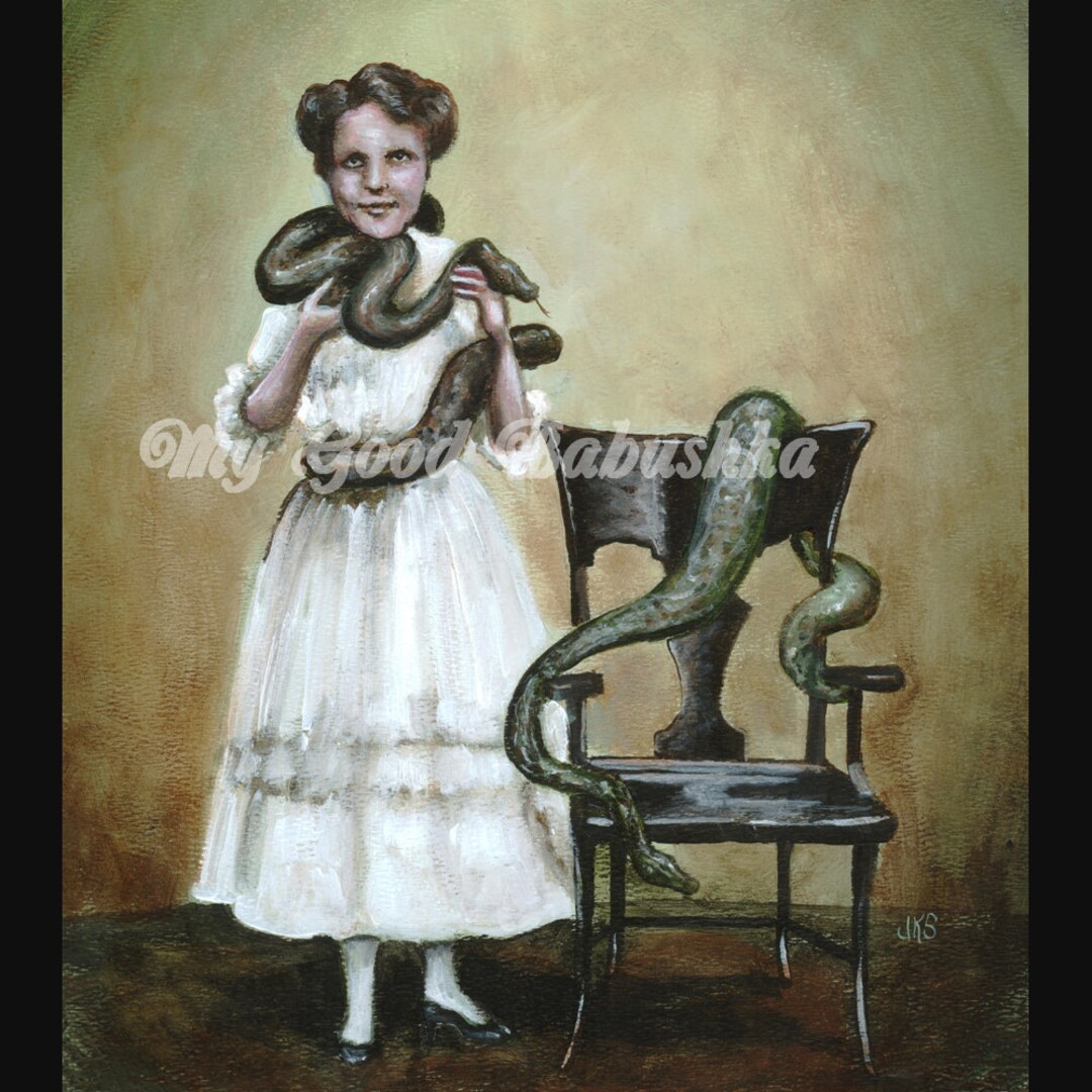 Lady Snake Charmer Print, Sideshow Art, Victorian Themed Art, Vintage ...