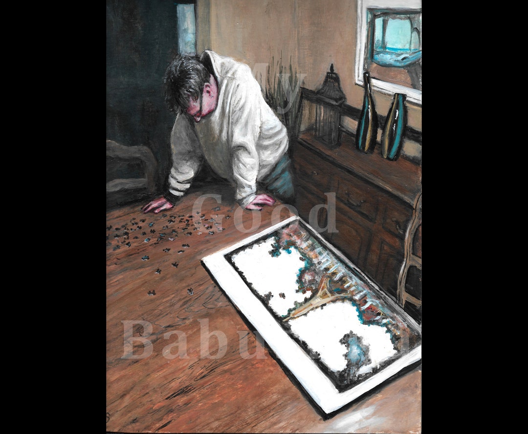Building a Puzzle, Original Painting, Jigsaw Puzzle, Eiffel Tower ...
